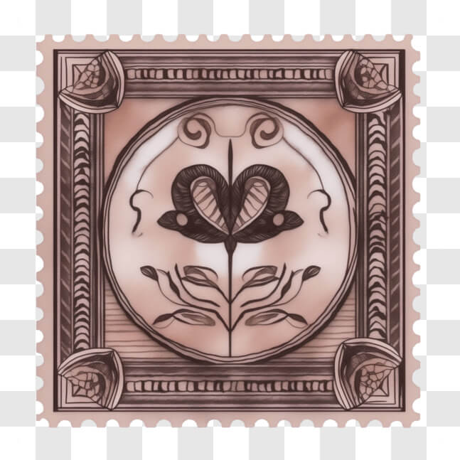 Download Ornate Bird Postage Stamp with Floral Design PNGs Online ...