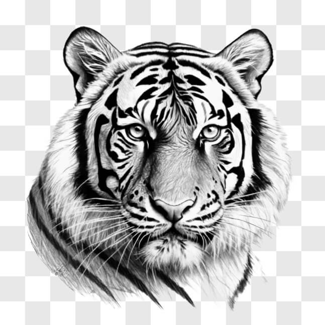 Download Black and White Tiger Calligraphy Drawing Sketches Online ...