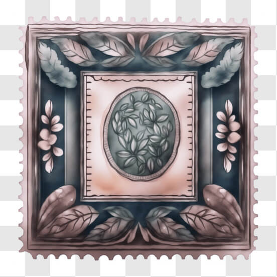 Download Nature Inspired Postage Stamp with Leaves and Flowers PNGs ...