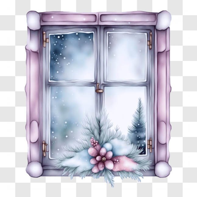 Download Winter Window Scene with Snow and Decorations PNGs Online ...