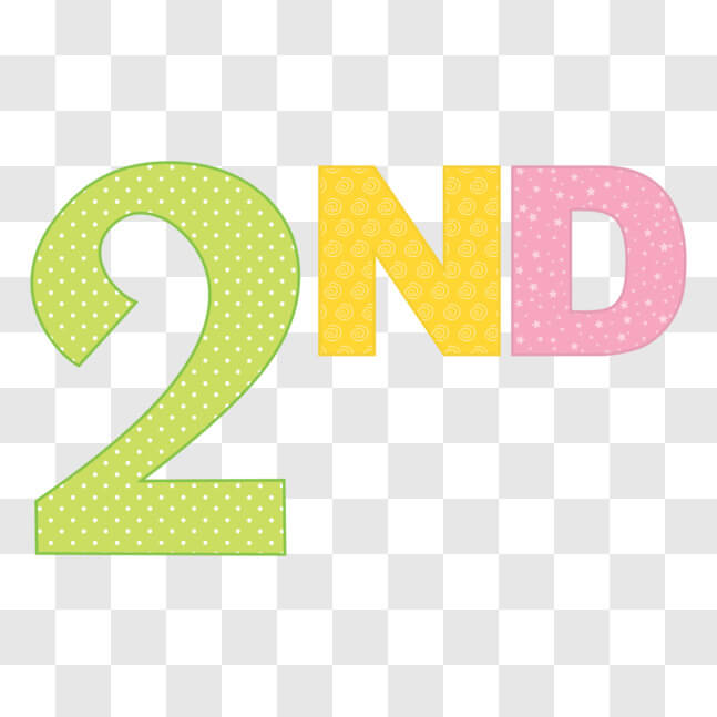 Download Colorful Number 2 Drawing with Polka Dots and Word 2nd PNGs ...