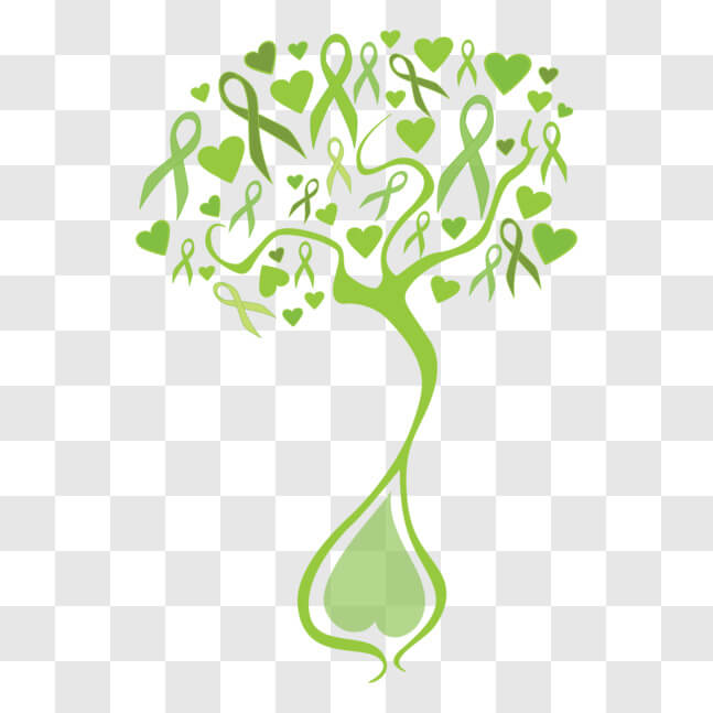 Download Tree with Ribbon Hearts for Cancer Awareness PNGs Online ...