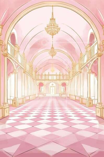 Elegant Ballroom with Pink and White Checkered Floor stock photo ...