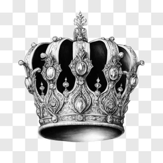 Download Black and White Drawing of Crown with Diamonds Sketches Online ...