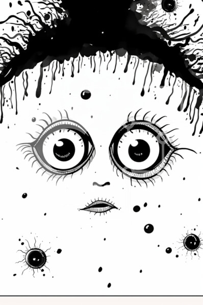 Disturbing Black and White Drawing of Traumatized Face stock photo ...