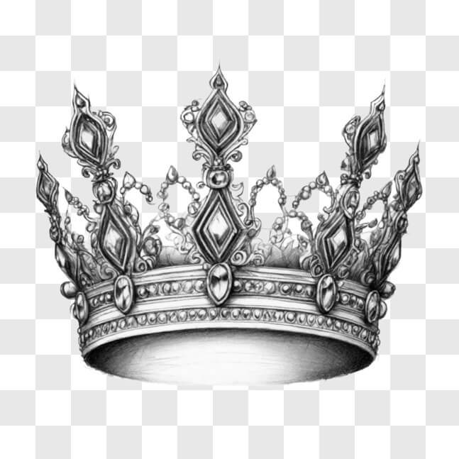 Download Black and White Crown Illustration with Diamonds Sketches ...