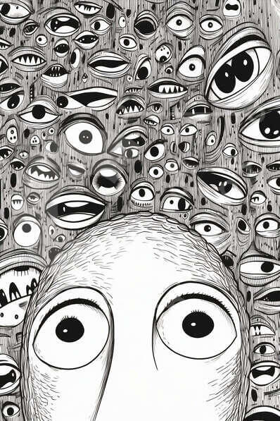 Unique Artwork Depicting a Man with Many Eyes stock photo | Creative ...