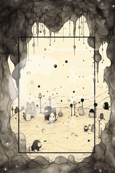 Download Black and White Underground Cartoon Scene with Characters and ...