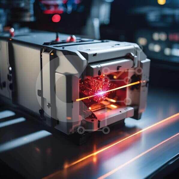 Red Laser Device in Scientific Research stock photo | Creative Fabrica