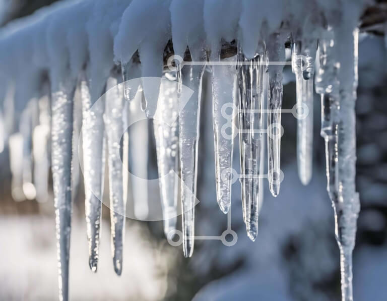 Download Icicles on a Snowy Tree Branch Stockphotos Online - Creative ...