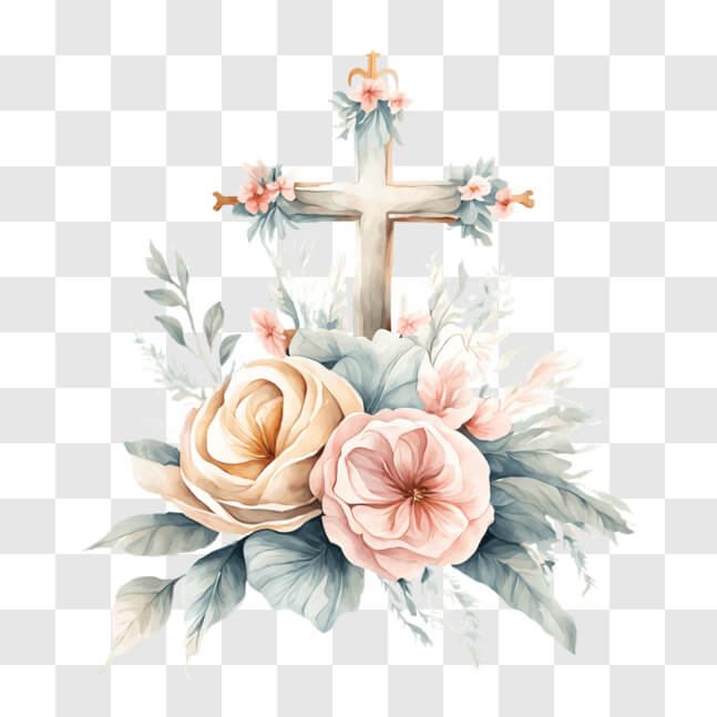 Download Religious Floral Arrangement with White Cross PNGs Online ...