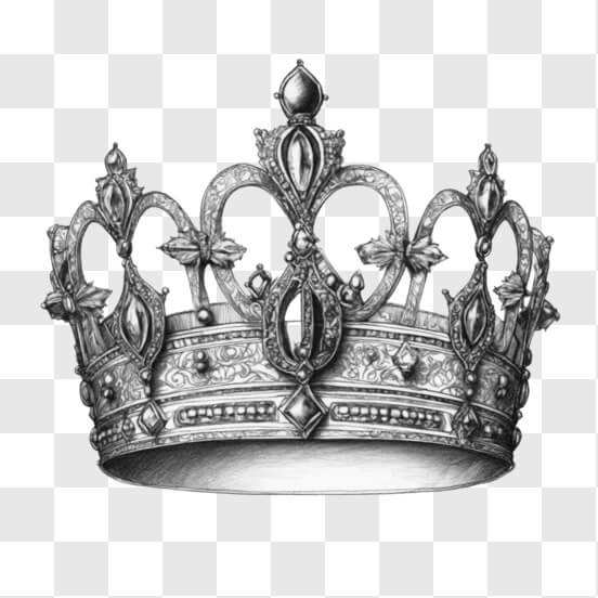 Download Exquisite black and white drawing of a royal crown Sketches ...
