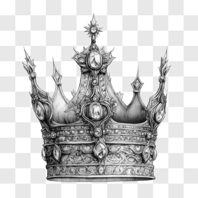 Download Intricately Designed Crown Drawing with Diamonds Sketches ...