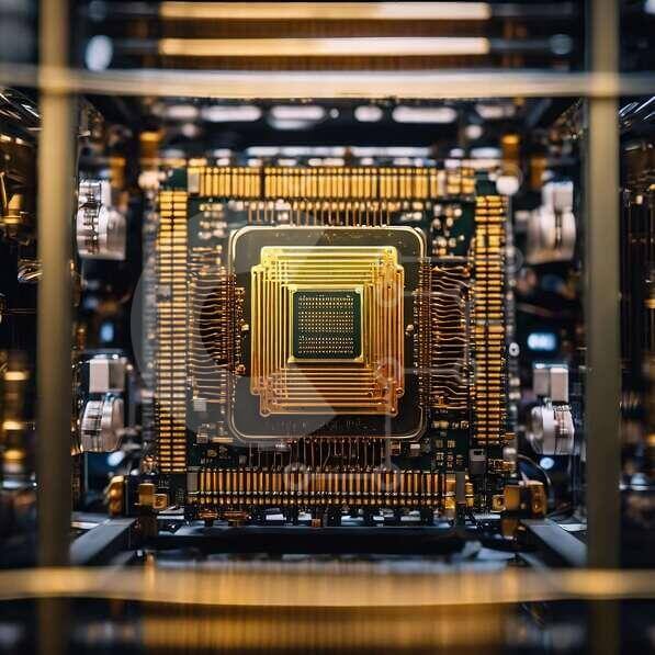 Vista en primer plano del funcionamiento interno de un procesador de computadora fotos de ...