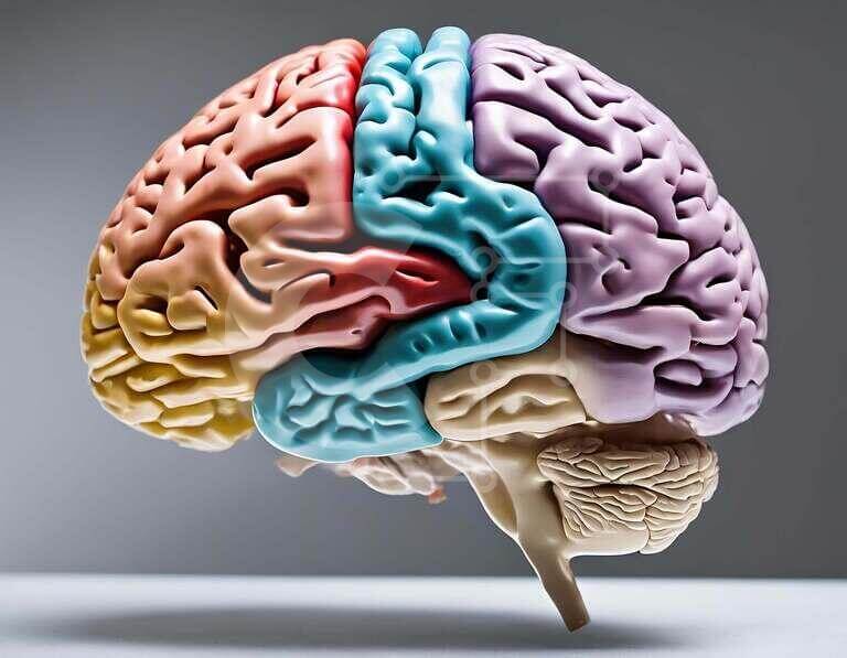 Vibrant Model of Human Brain on Display stock photo | Creative Fabrica