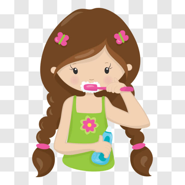 Download Young Girl Brushing Teeth with Electric Toothbrush PNGs Online ...