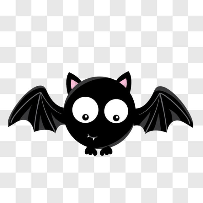 Download Cute Black Bat with Big Eyes and Open Mouth PNGs Online ...