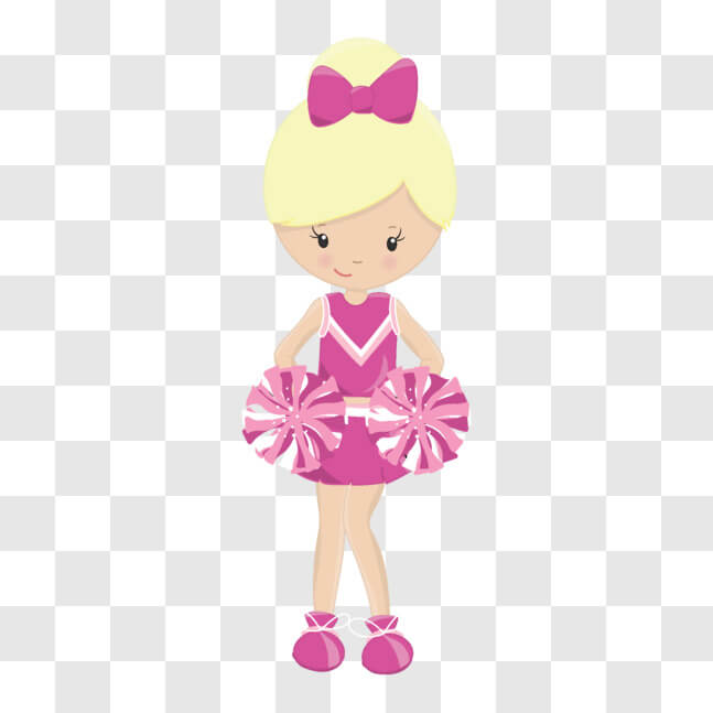 Download Cheerleader Girl in Pink with Pom-Poms PNGs Online - Creative ...