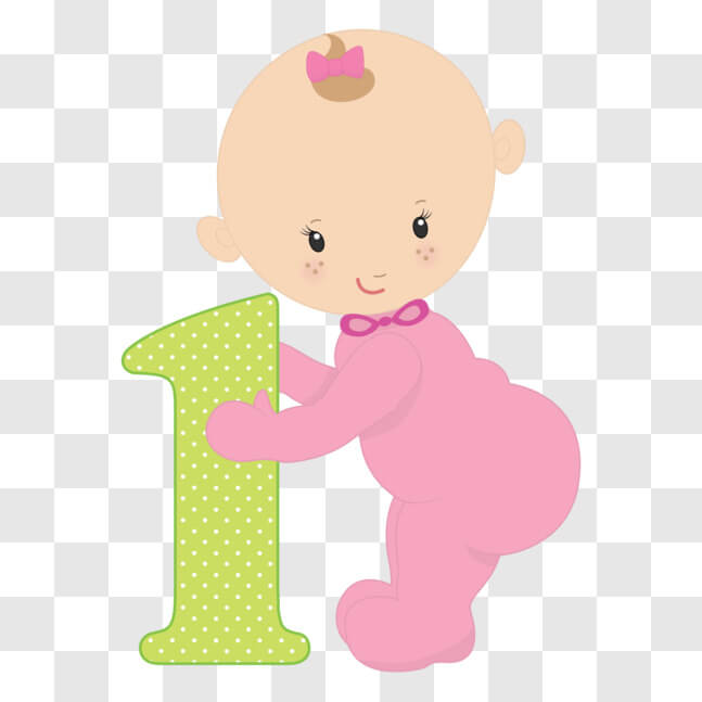 Download Adorable Baby Girl Holding Number One PNGs Online - Creative ...