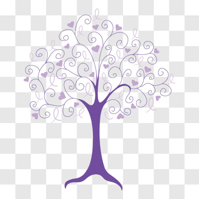 Download Purple Heart Tree with Swirls and Hearts PNGs Online ...