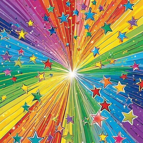 Download Colorful Starburst with Stars Vector Art Illustration ...