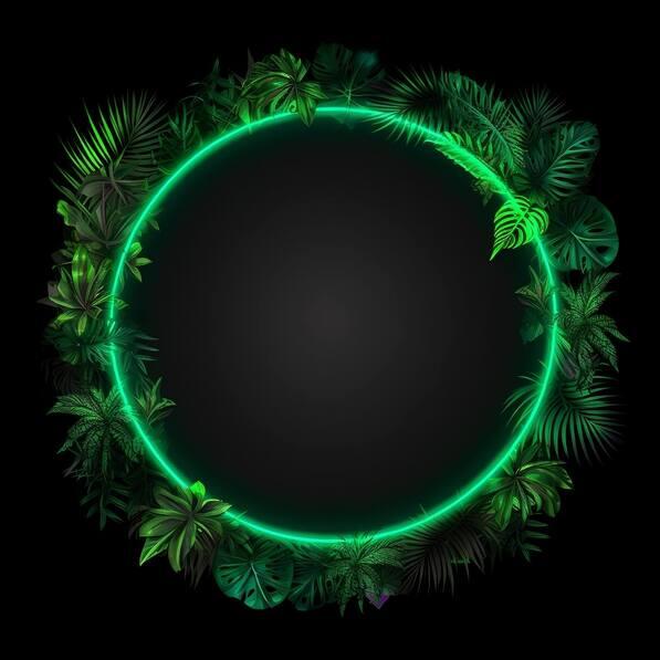 Download Circular Frame of Green Leaves and Tropical Plants with ...