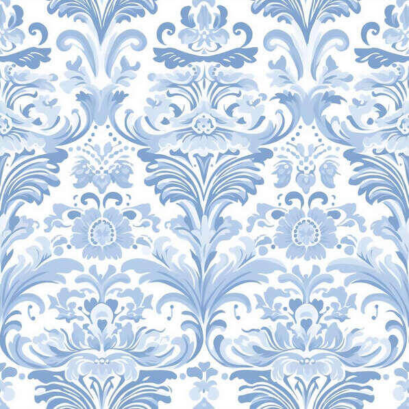 Download Blue and White Damask Wallpaper with Ornate Floral Pattern ...