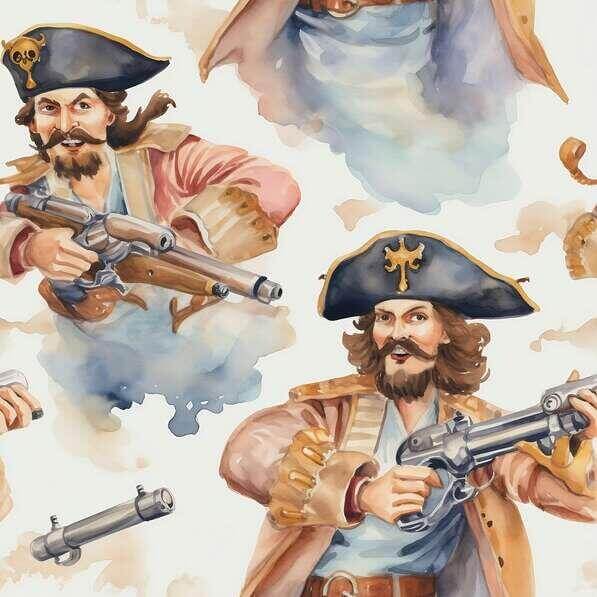 Download Watercolor Painting of Pirates with Guns Patterns Online ...