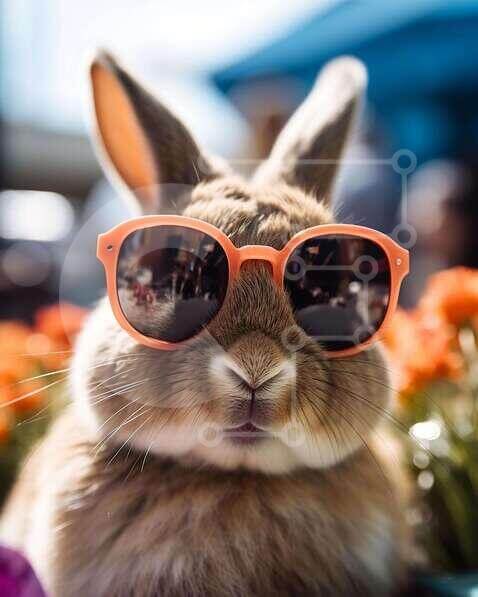 Chill Bunny Enjoying the Outdoors stock photo | Creative Fabrica