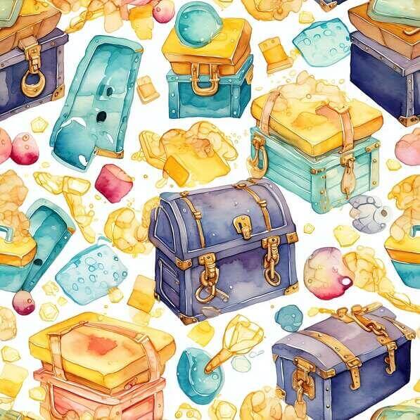 Download Colorful Treasure Chest Seamless Pattern with Gems and Jewelry ...