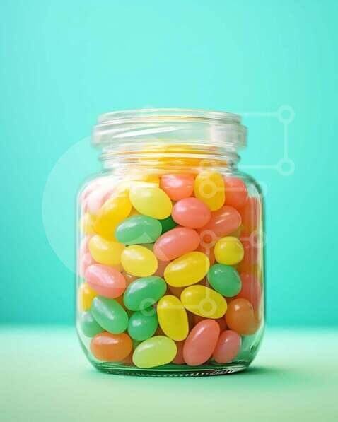 Colorful Jelly Beans in Glass Jar - Sweet and Playful Snack stock photo ...