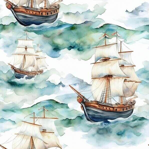 Download Seamless Pattern of Sailing Ships in the Sea Patterns Online ...