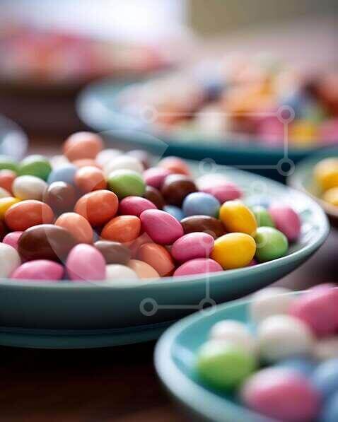 Variety of Colorful Candies in Bowls stock photo | Creative Fabrica