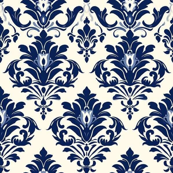 Download Blue and White Damask Pattern with Floral Designs Patterns ...