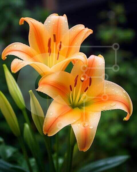 Vibrant Orange Lilies in a Lush Green Garden stock photo | Creative Fabrica