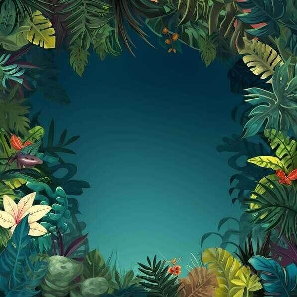 Download Tropical Jungle Illustration with Colorful Plants and Flowers ...