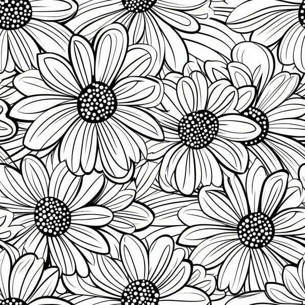 Download Black and White Daisy Flower Doodle Seamless Pattern Patterns ...