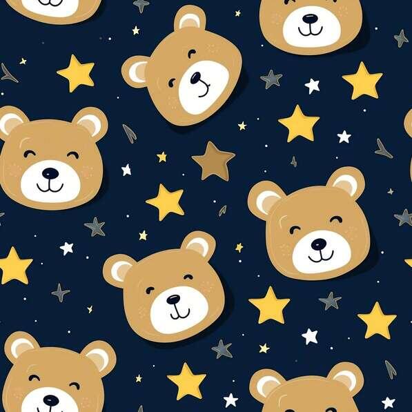 Download Seamless Pattern of Brown Teddy Bears with Stars and Smiley ...