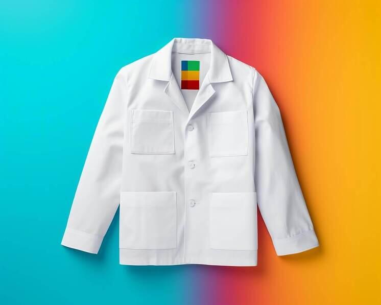 Download White Lab Coat with Rainbow Stripe on Colorful Background ...