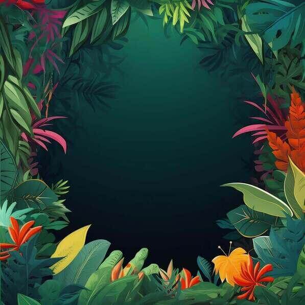 Download Colorful Jungle Background with Tropical Plants and Flowers ...