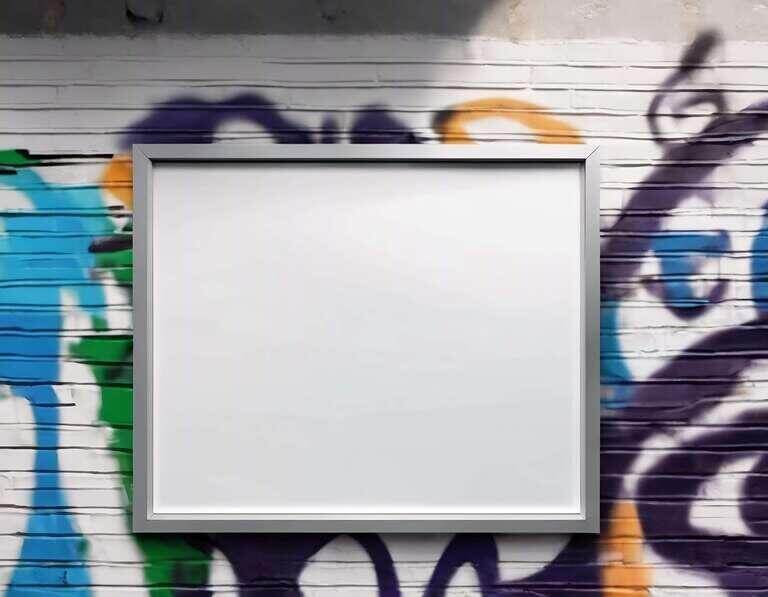 Download Graffiti-covered Wall with Empty Frame Mockups Online ...