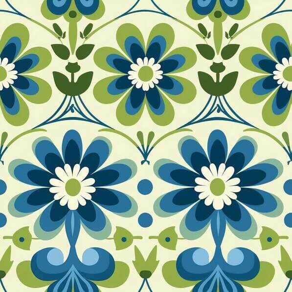 Download Floral Pattern Art Installation in Blue, Green, and White ...
