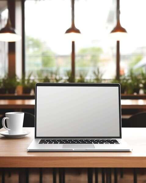Download Cozy Workspace with Coffee Cup and Laptop Mockups Online ...