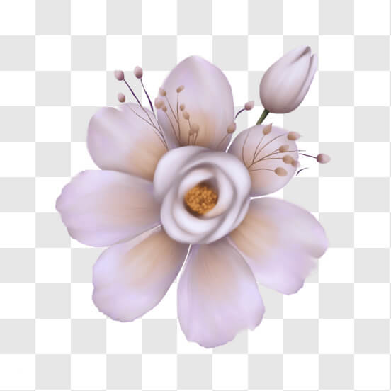 Download White Flower with Yellow Petals and Brown Leaves in Foreground ...