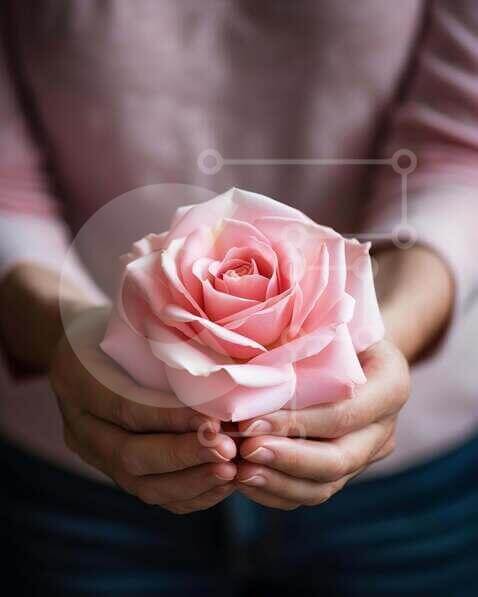 Beautiful Pink Rose Held in Hands stock photo | Creative Fabrica