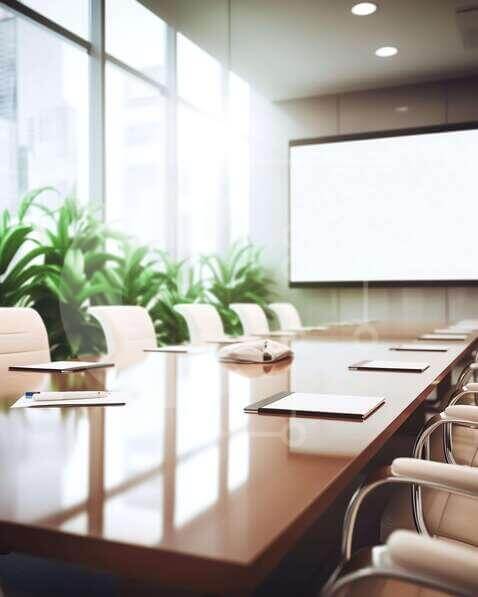 Professional Conference Table Setup for Meetings and Presentations ...