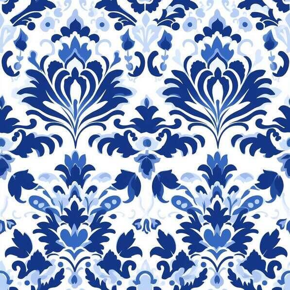 Download Blue and White Damask Wallpaper with Floral Patterns Patterns ...