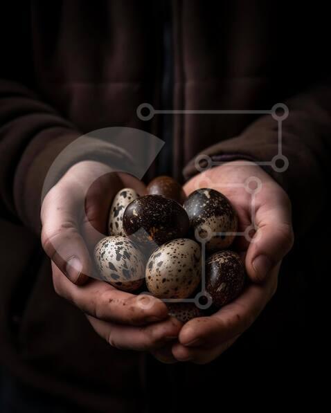 Collection of Diverse Eggs Held by a Person stock photo | Creative Fabrica