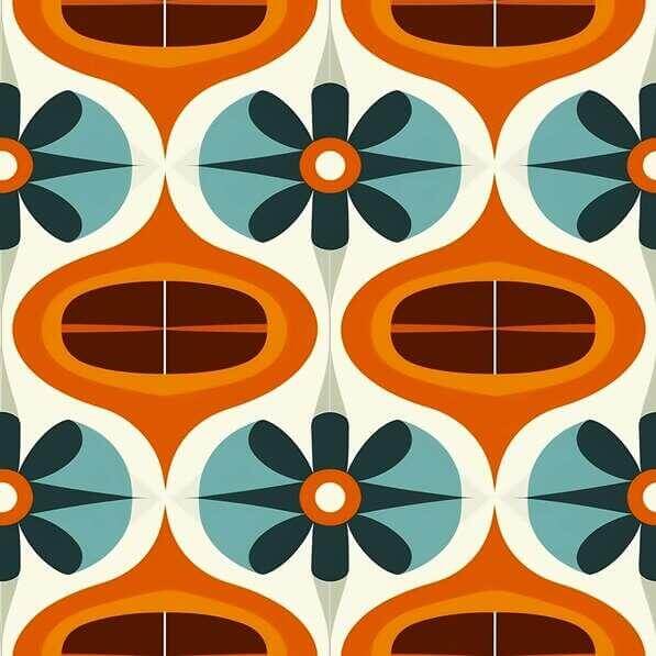 Download Geometric Tile Pattern in Orange, Blue, and White Patterns ...