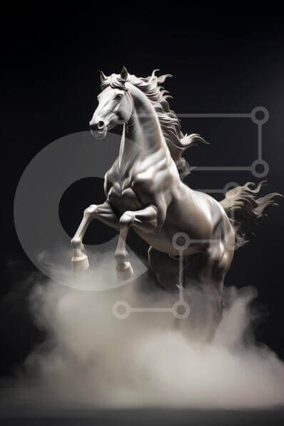 Beautiful Silver Horse Jumping in the Air stock photo | Creative Fabrica